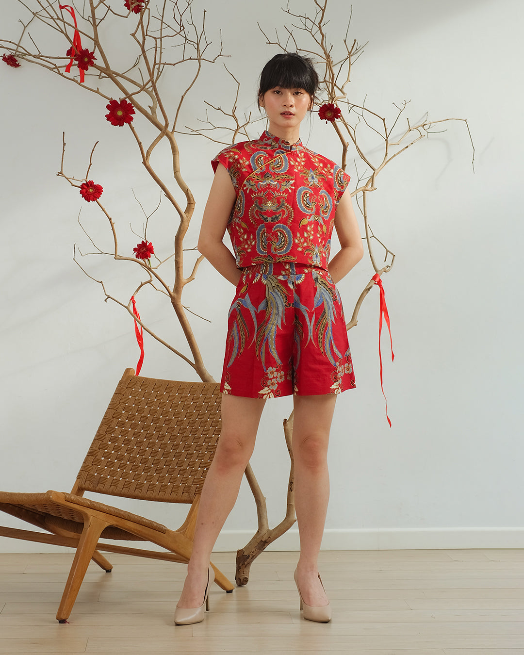 Alang-Alang Cheongsam Crop Top & Short - Red – etna batik